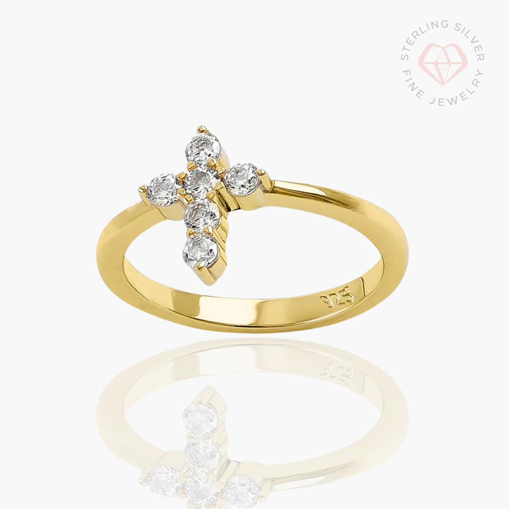 Calvary Cross Ring- Gold Vermeil & Sterling Silver – AMADI Jewelry