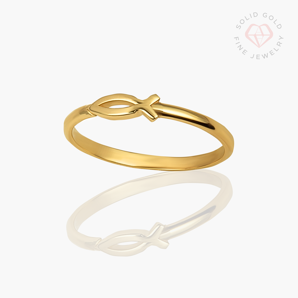 Ichthys Grace Ring- 10k/14k Solid Yellow Gold, White Gold & Rose Gold – AMADI Jewelry