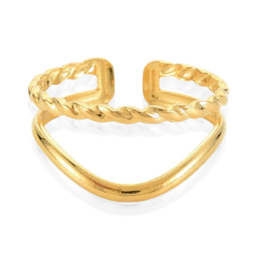 Double Twisted Adjustable Ring in Gold or Silver – AMADI Jewelry