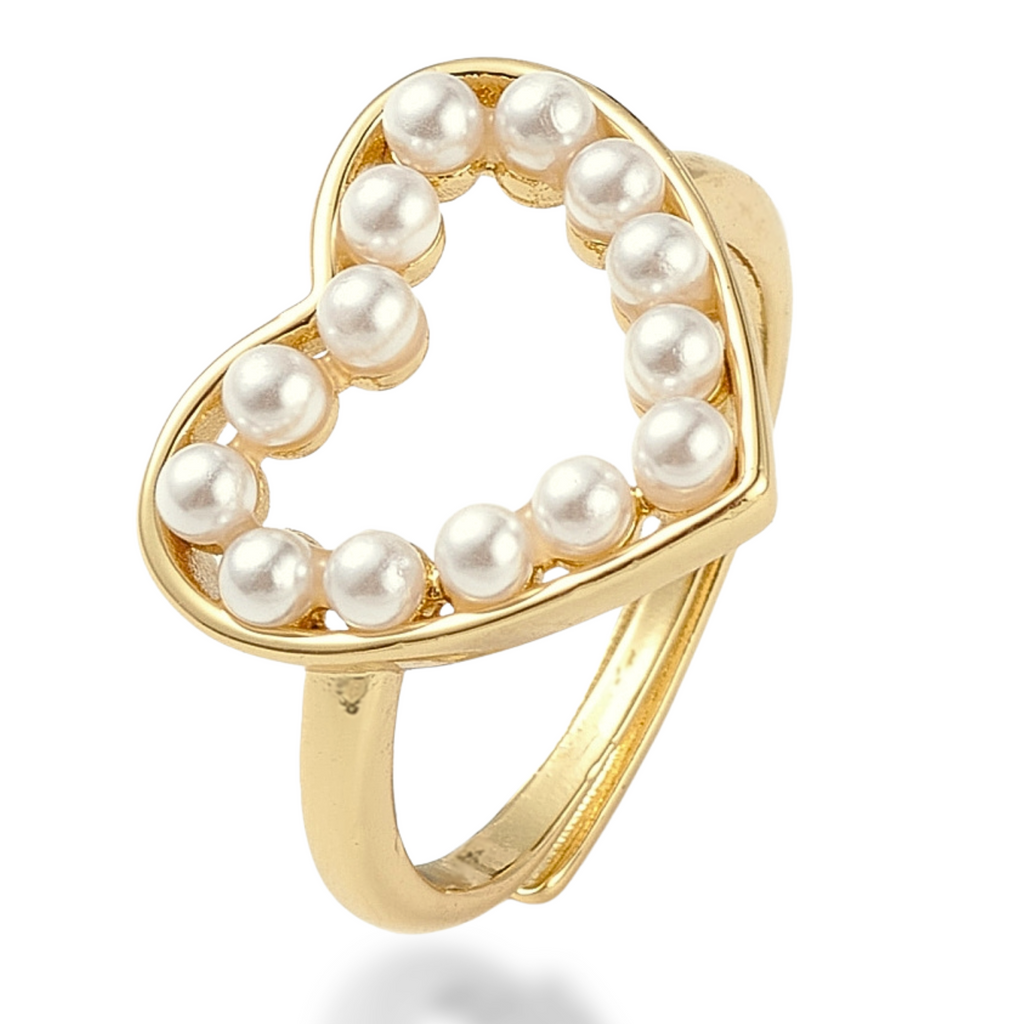 Heart of Pearls Adjustable Ring in Gold and Silver – AMADI Jewelry