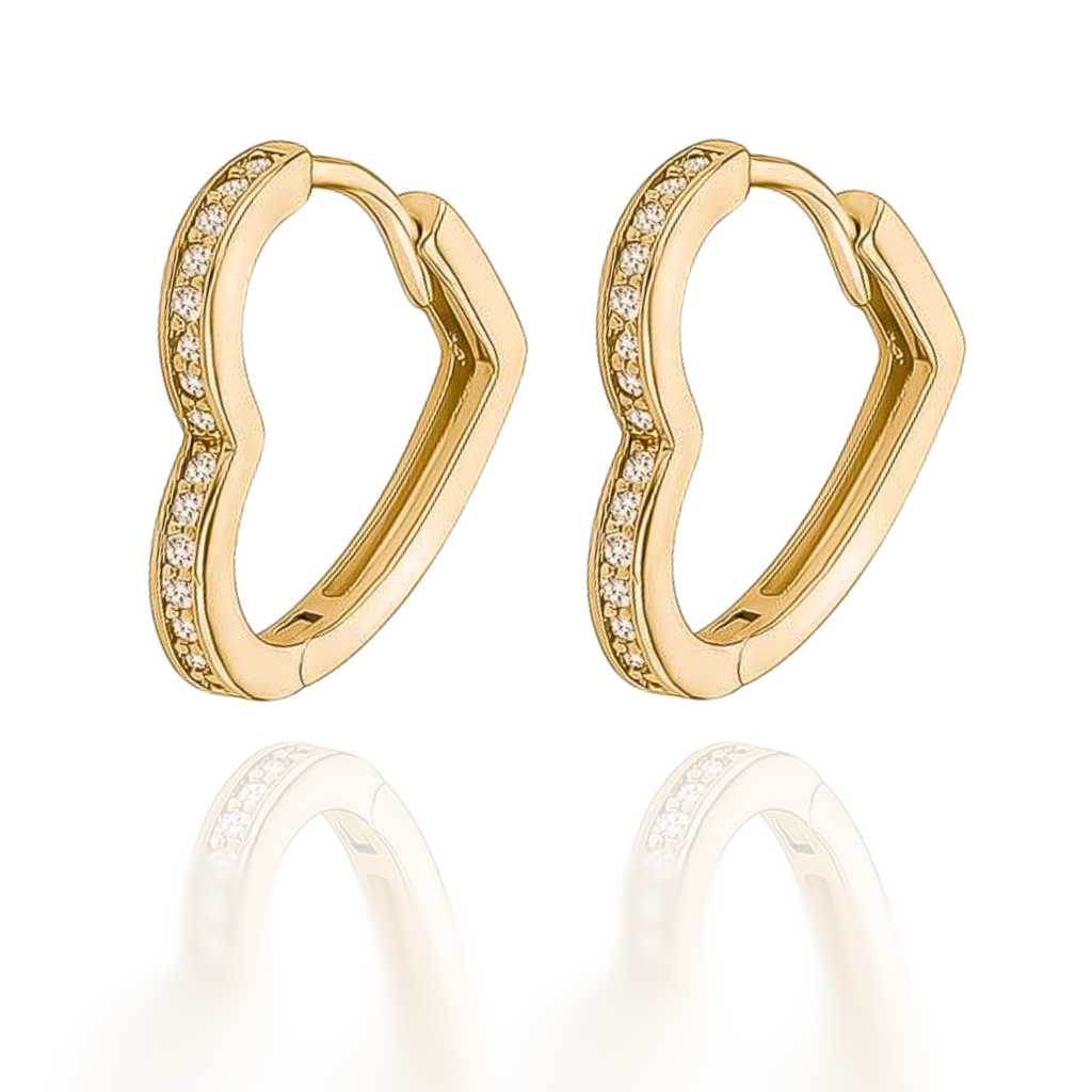 Pave Heart Huggies in Gold and Silver – AMADI Jewelry