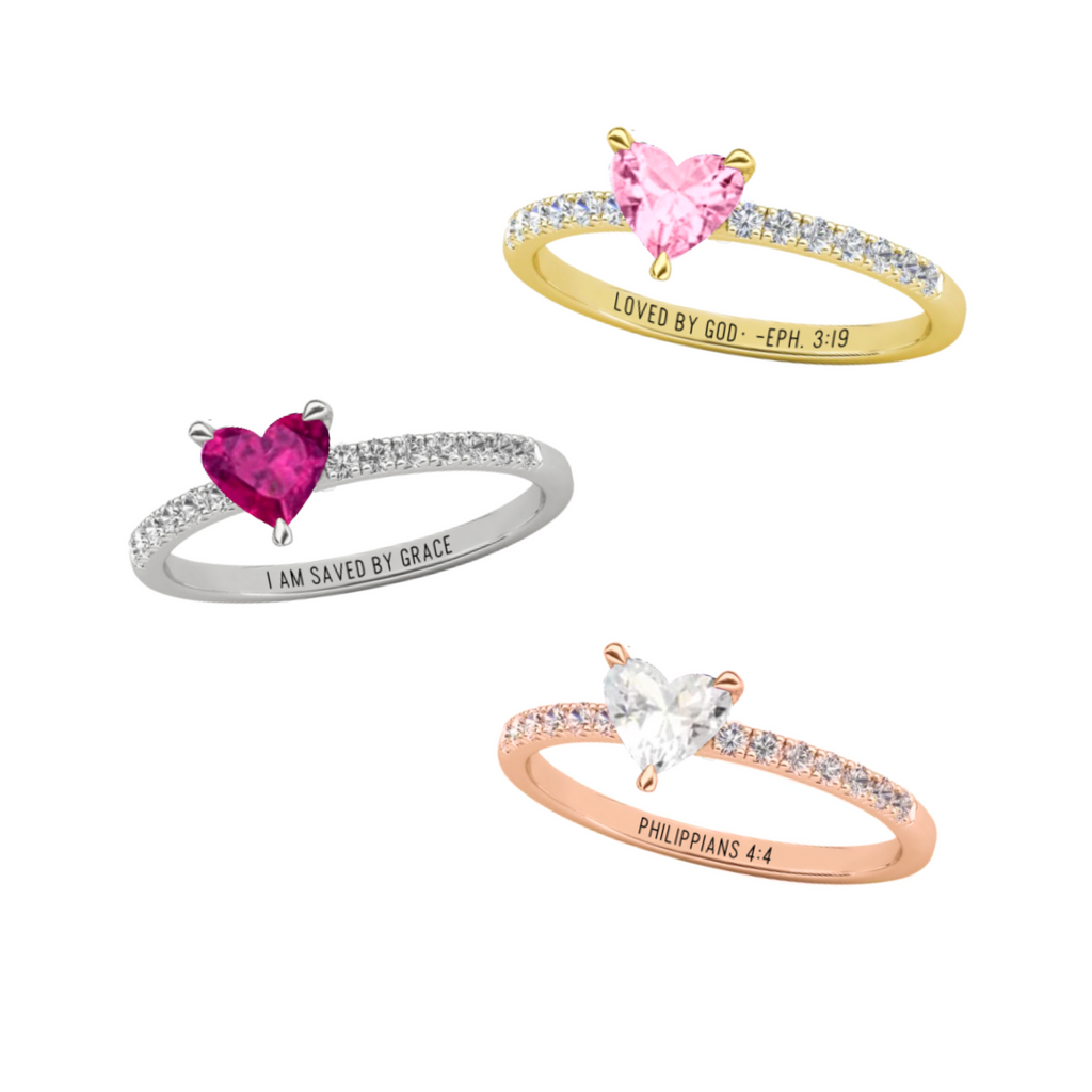Engraved Heart Gem Ring – AMADI Jewelry