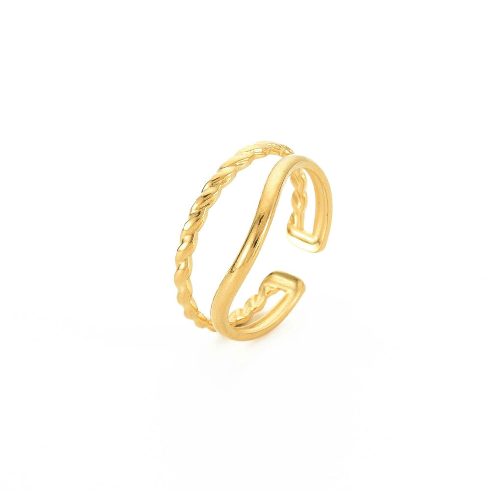 Double Twisted Adjustable Ring in Gold or Silver#N# – AMADI Jewelry